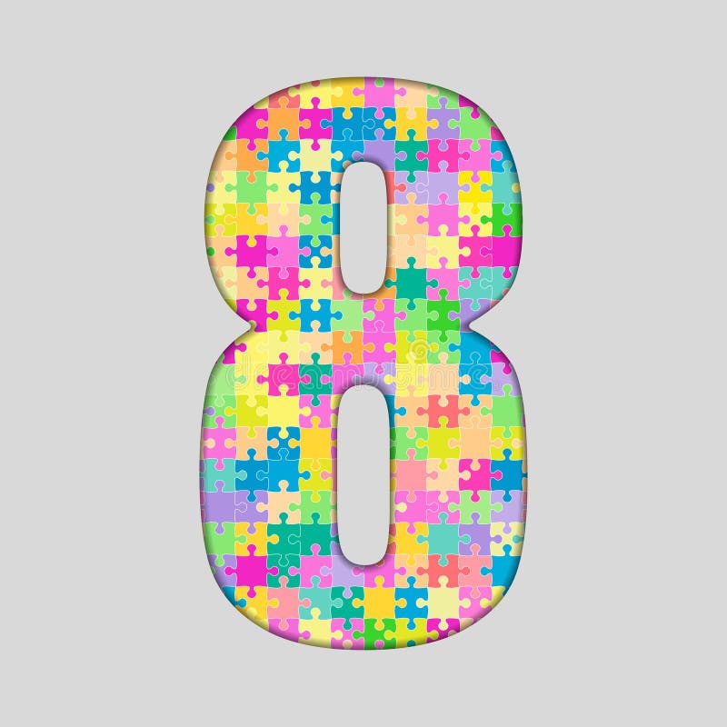 Piece Puzzle Jigsaw Number - 8 Eight. Stock Vector - Illustration of ...