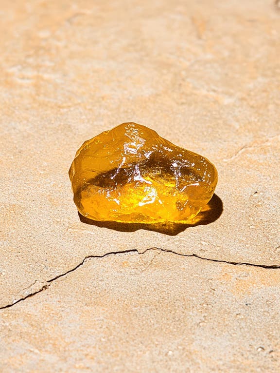 A Piece of Raw Amber on a Stone Surface. Stock Illustration ...