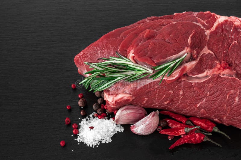 Fresh Raw Beef Neck on a Dark Cutting Board Stock Image - Image of meal ...