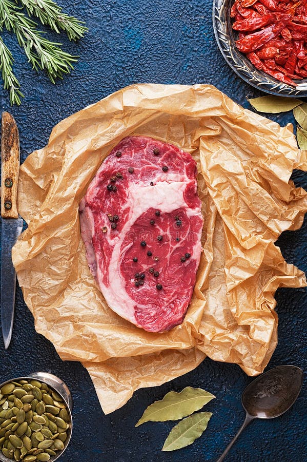 Piece of Raw Meat Beef Top View Stock Image - Image of dish, copyspace ...
