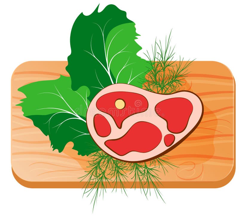 Cartoon Style Piece Of Raw Meat. Stock Vector - Illustration of ...