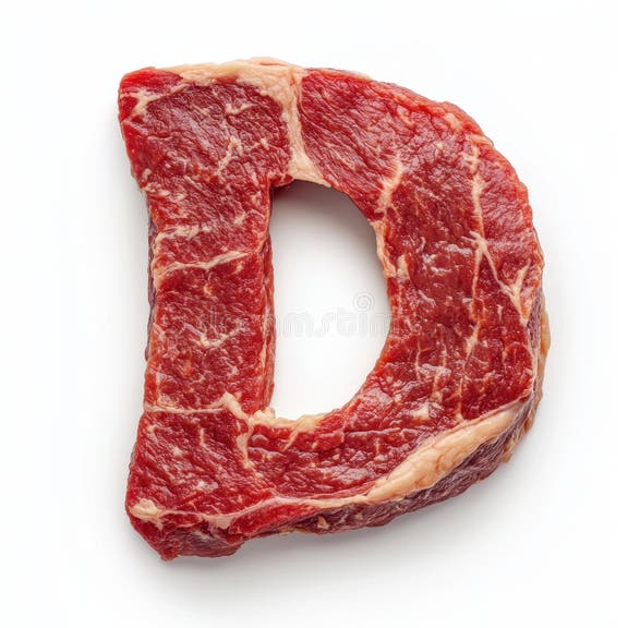A Piece of Raw Meat Shaped Like the Letter "D Stock Illustration ...