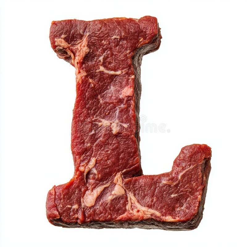 A Piece of Raw Meat Shaped Like the Letter "L Stock Illustration ...
