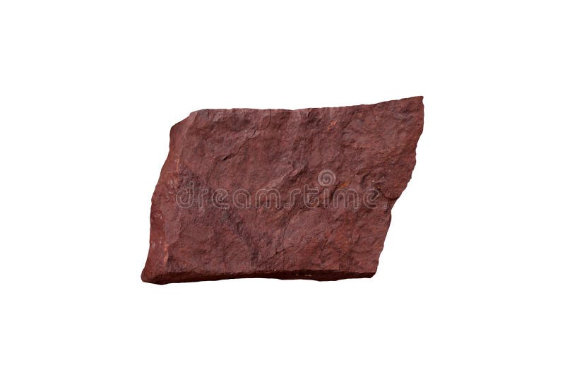 A Piece Raw Specimen of Red Shale Rock Isolated on a White Background ...