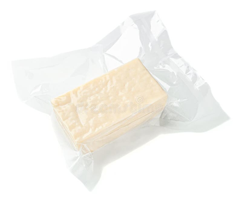 A Piece of Rectangular Cheese without Packaging. View from Above. White ...