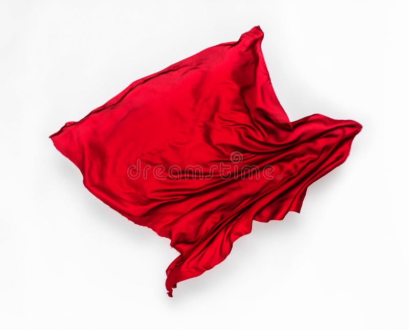 Fabric Flowing Cloth Wave, Red Waving Silk Flying Textile, White Stock ...