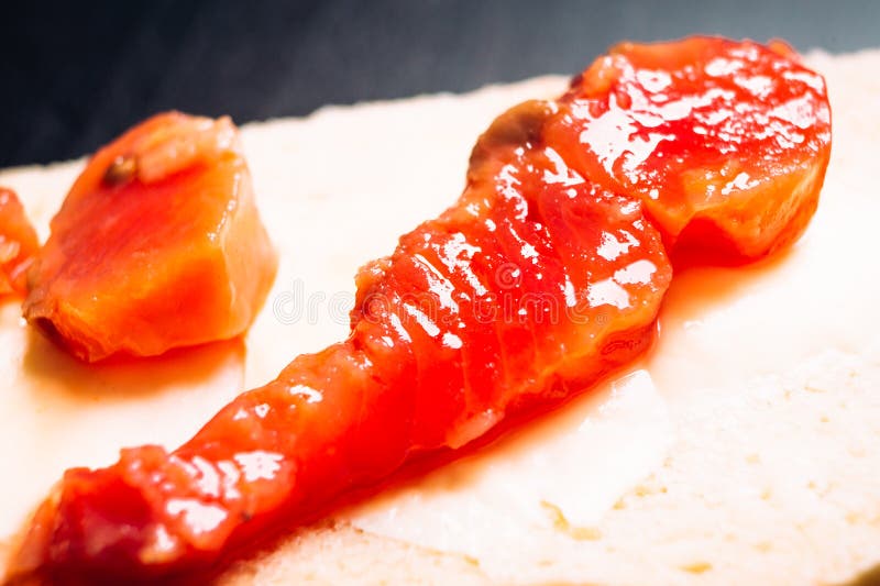 Piece of Red Fish on Bread Closeup Stock Image - Image of fillet, fresh ...