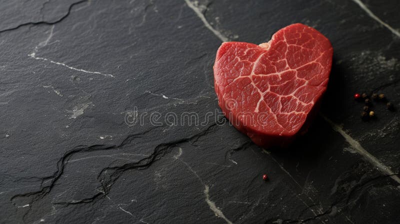 A Piece of Red Meat is Sitting on a Black Surface, AI Stock Photo ...