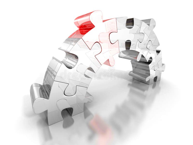 Piece of Red Puzzle Connect Bridge Two Groups. Business Concept Stock ...