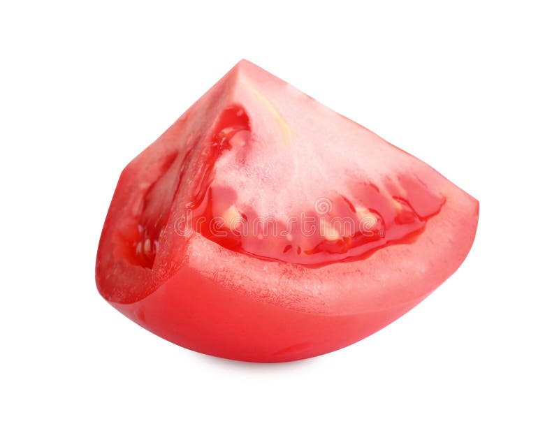 Piece of Red Ripe Tomato Isolated on White Stock Photo - Image of ...