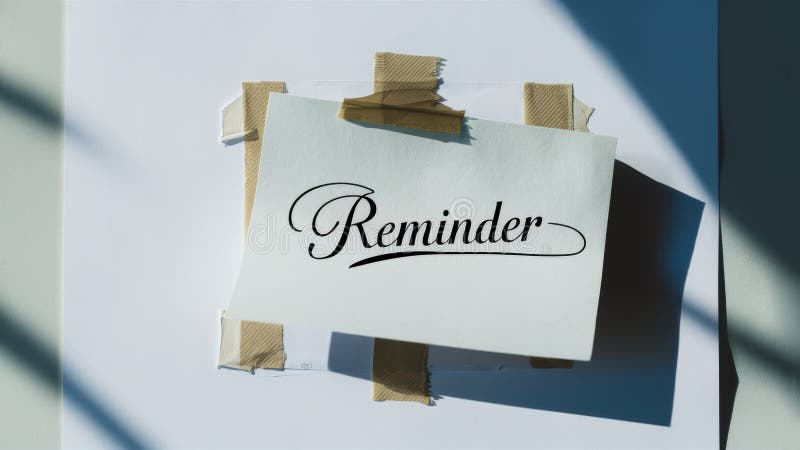 A Piece of a Reminder Note Taped To the Wall with Tape, AI Stock Image ...