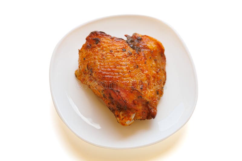 A Piece of Roasted and Fried Chicken on a Plate Stock Image - Image of ...