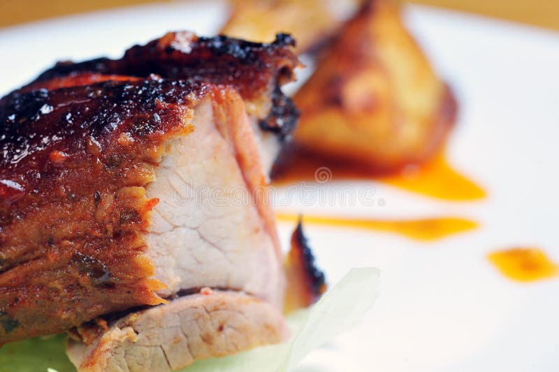 Piece roasted meat stock photo. Image of plates, dish - 23580786