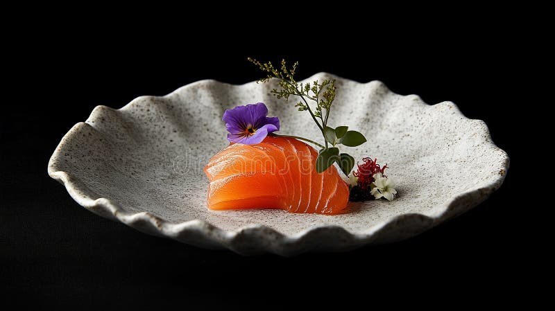 A Piece of Sashimi Elegantly Placed on a Small Ceramic Dish Stock Photo ...