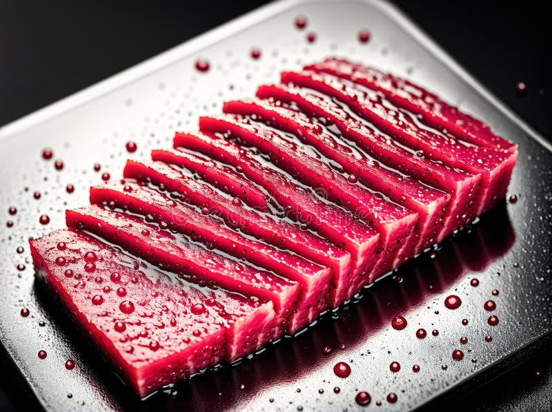 A Piece of Sashimi on a Plate, with a Slice of Raw Fish on Top and a ...