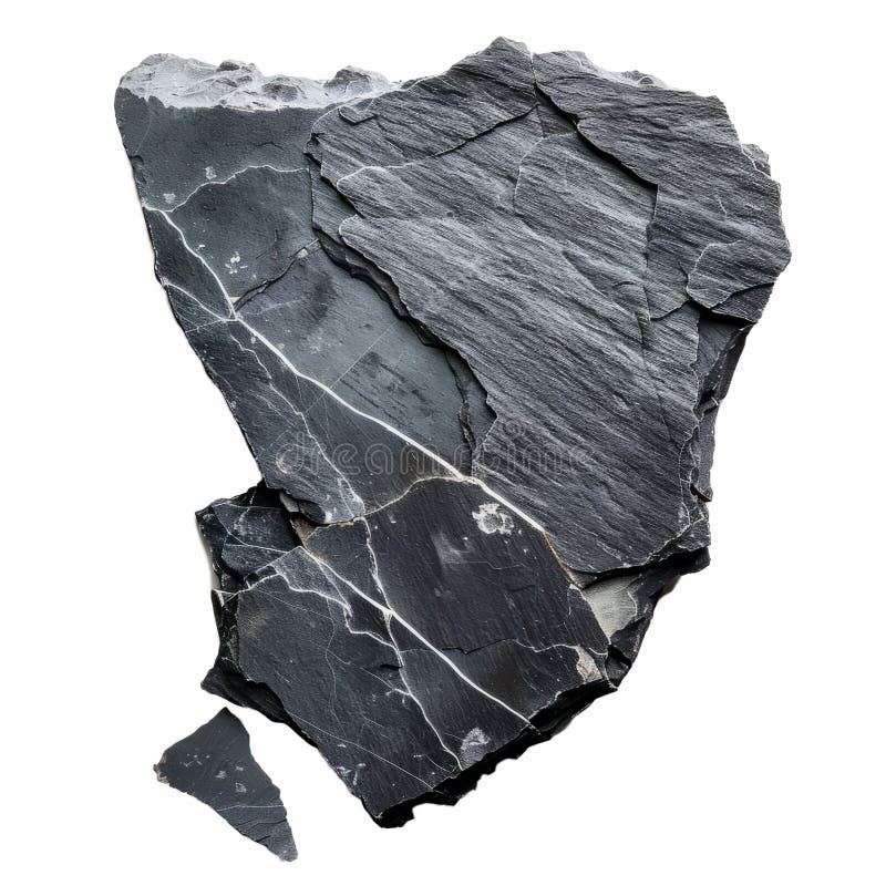 A Piece of Slate Breaks, Natural Layers and Texture on a White ...