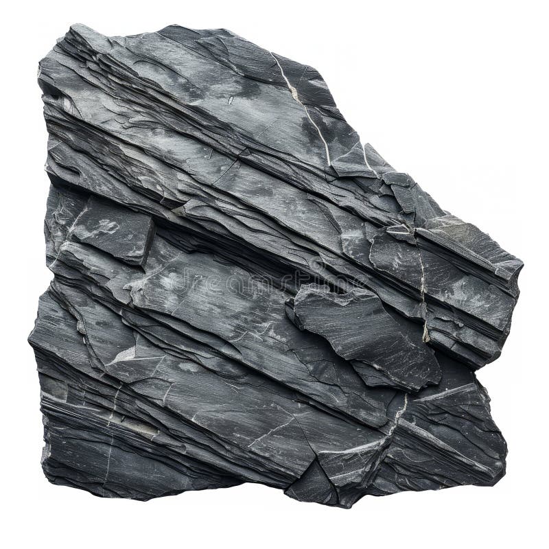 A Piece of Slate Breaks, Natural Layers and Texture on a White ...