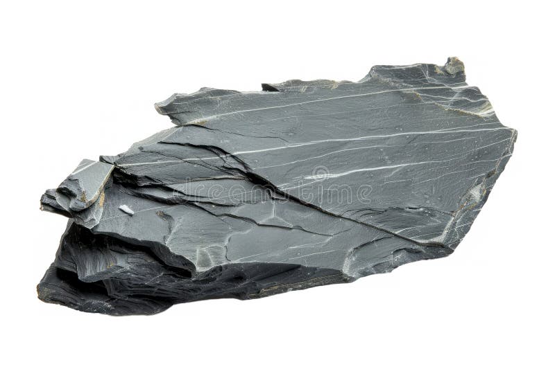 A Piece of Slate Breaks, Natural Layers and Texture on a White ...