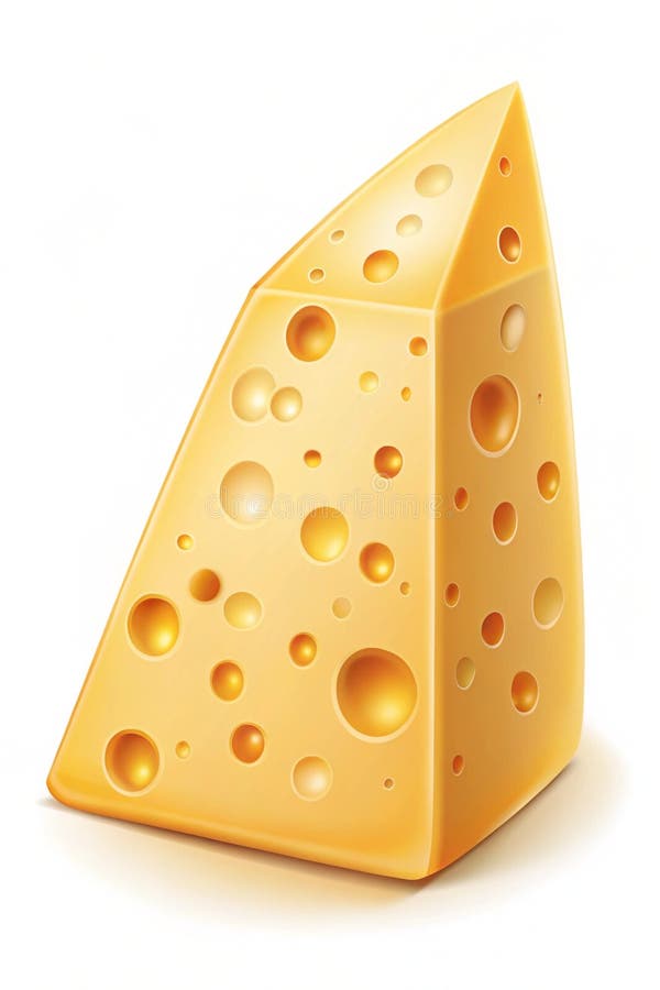 Piece of Sliced Cheese Modern Flat Realistic Vector Icons Isolated on ...