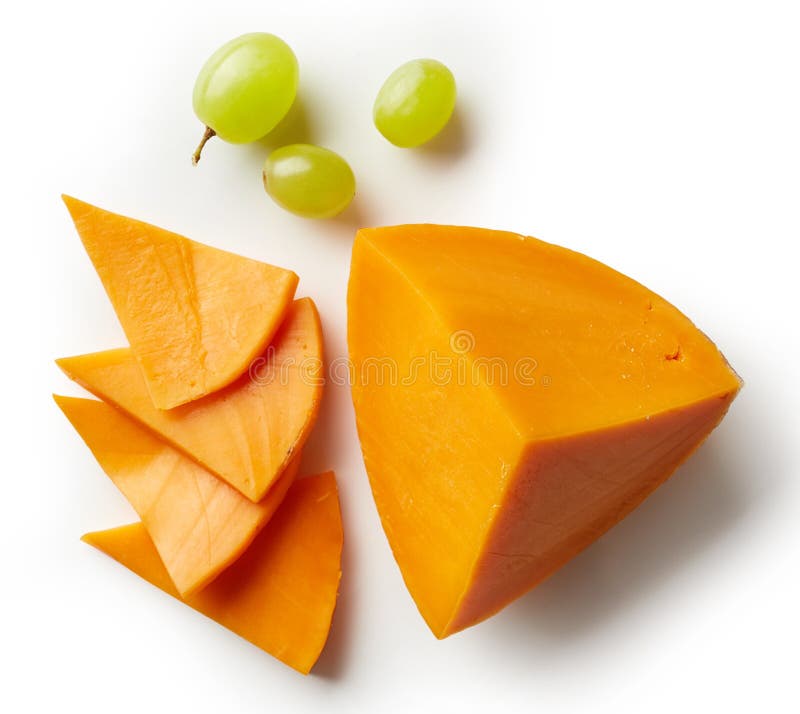 Cheddar Cheese Isolated on White Background Stock Photo - Image of ...