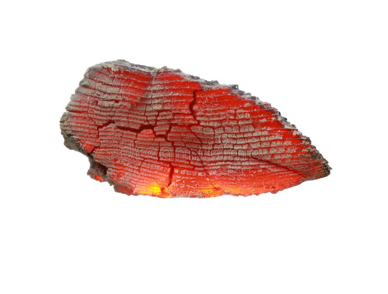 Piece of Smoldering Coal Isolated on White Stock Image - Image of ...