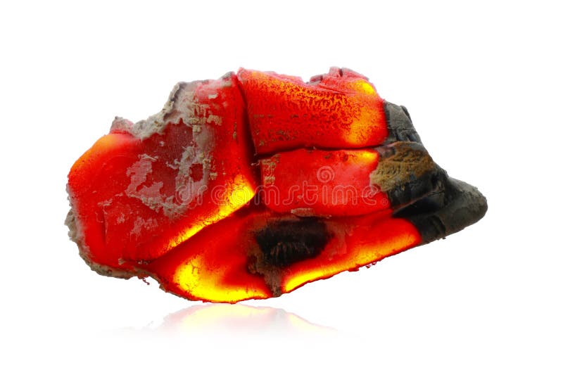 Piece of Smoldering Coal Isolated on White Stock Image - Image of glow ...