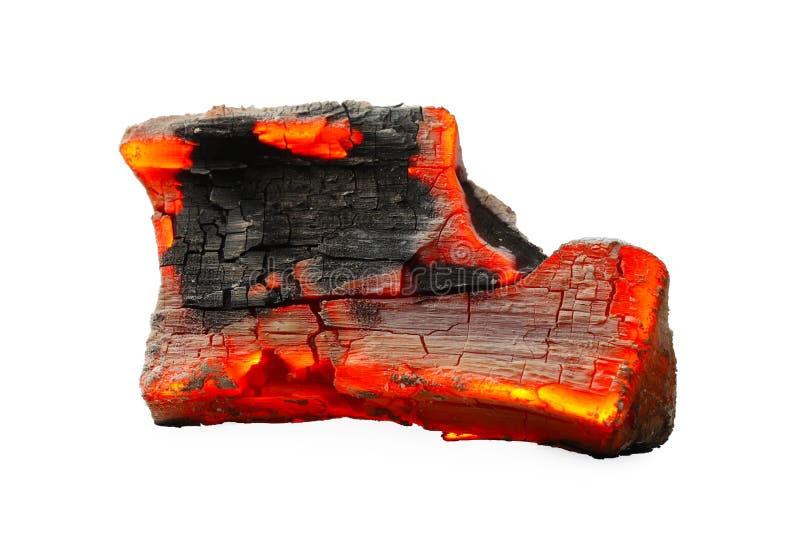 Piece of Smoldering Coal Isolated on White Stock Image - Image of fuel ...