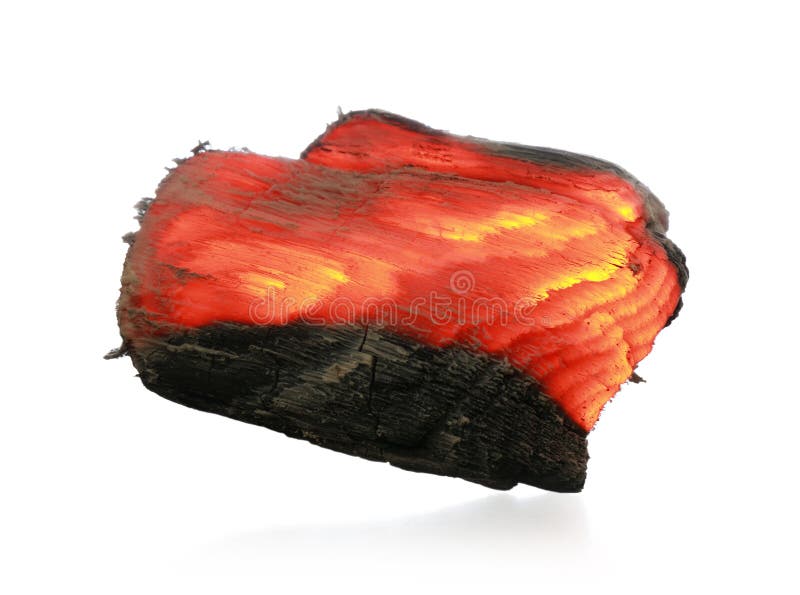 Piece of Smoldering Coal Isolated on White Stock Image - Image of ...
