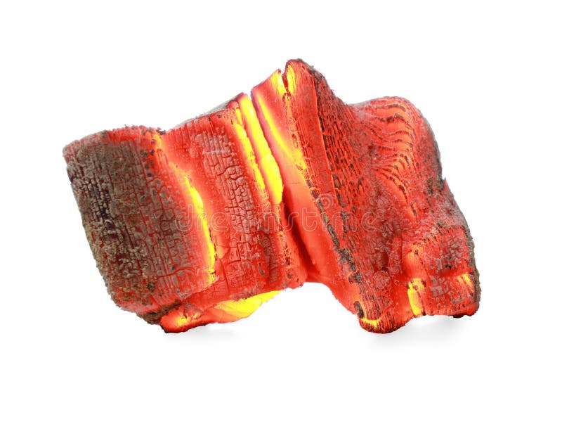 Piece of Smoldering Coal Isolated on White Stock Photo - Image of ...