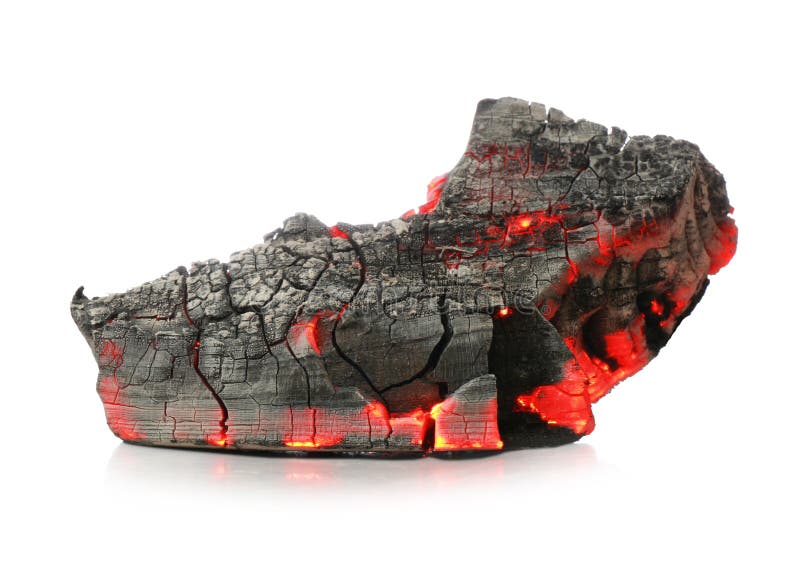 Piece of Smoldering Coal Isolated on White Stock Photo - Image of ...