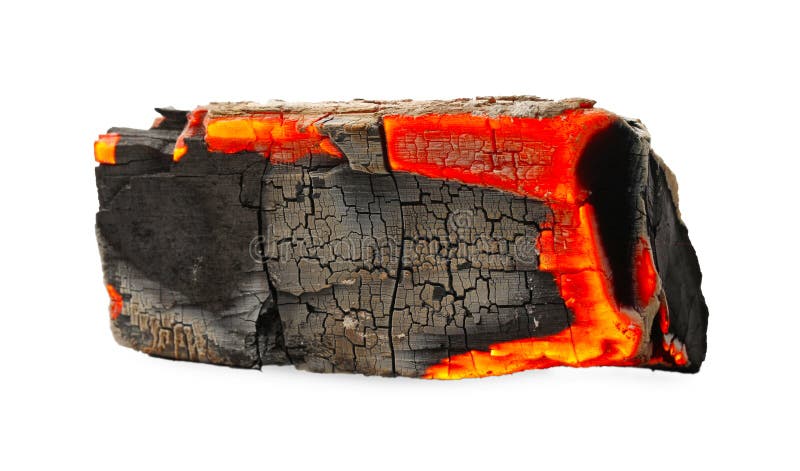 Piece of Smoldering Coal Isolated on White Stock Image - Image of fuel ...