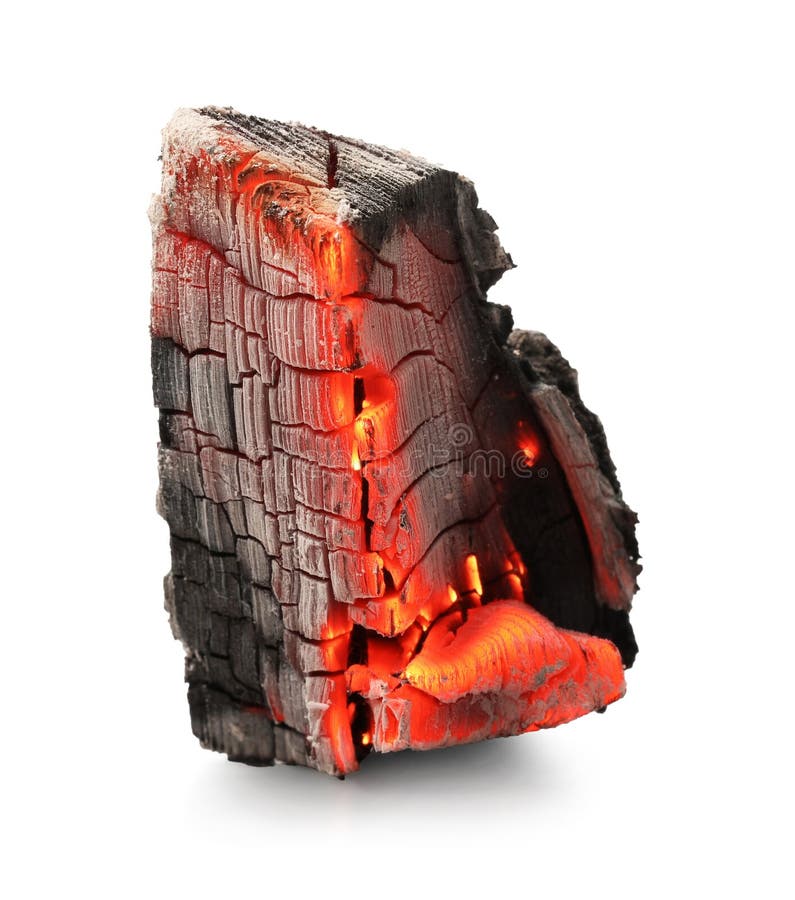 Piece of Smoldering Coal Isolated on White Stock Image - Image of ...