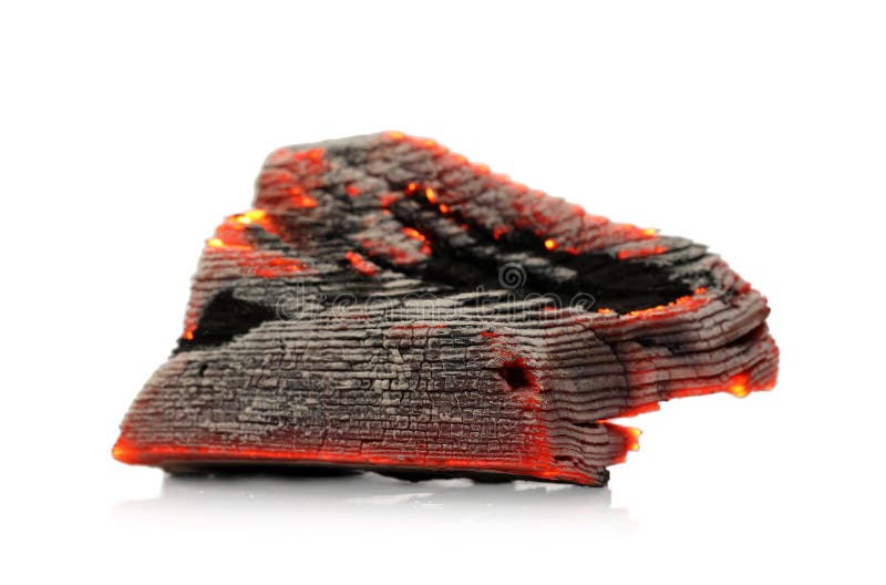 Piece of Smoldering Coal Isolated on White Stock Image - Image of ...