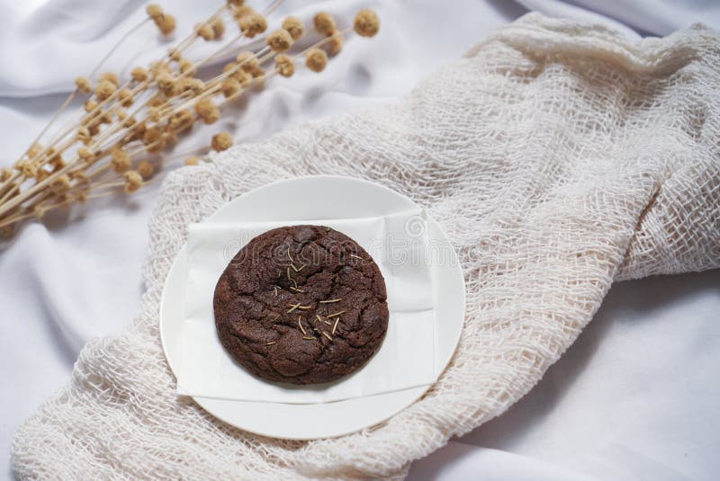Dark Chocolate Soft Cookie with Minimal Style. Stock Image - Image of ...