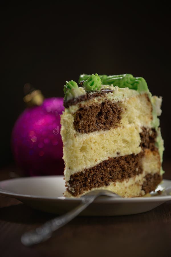 Piece of Sponge Cake with Chocolate Stock Photo - Image of slice ...