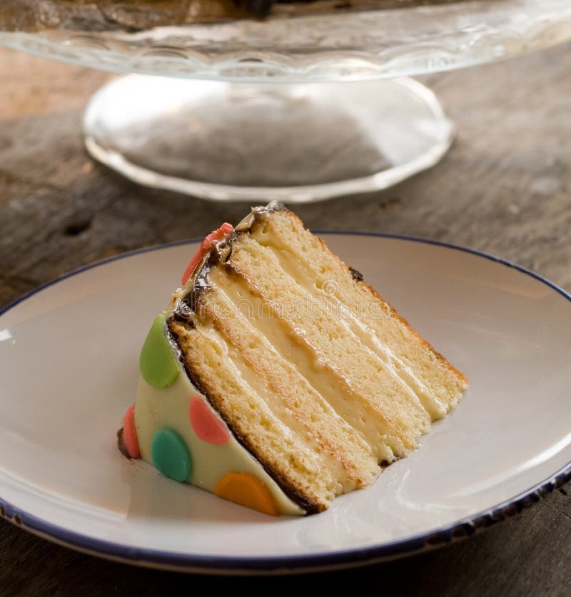 A Piece of Sponge Cake with Cream on Mastic Stock Image - Image of copy ...