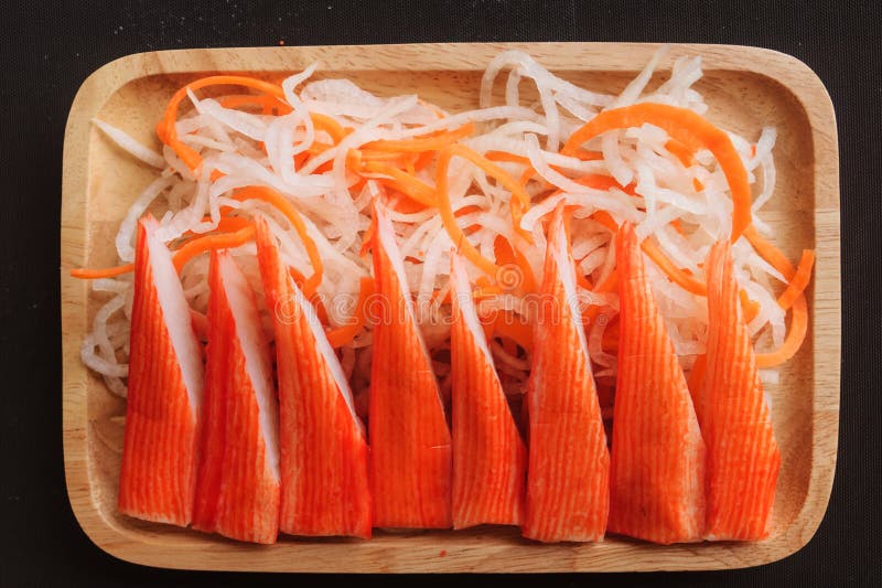 Piece Surimi with tray stock photo. Image of tray, brown - 72397796