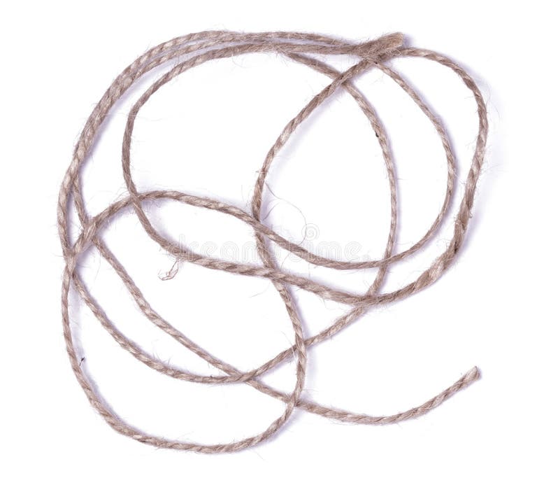Piece of Tangled Jute String on a White Background. Stock Photo - Image ...