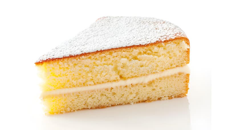 Piece of Tasty Sponge Cake Isolated on White Stock Photo - Image of ...