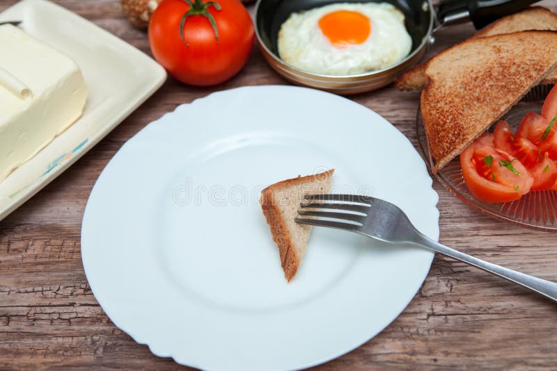 Piece of toast on a fork stock photo. Image of nutrition - 87999054