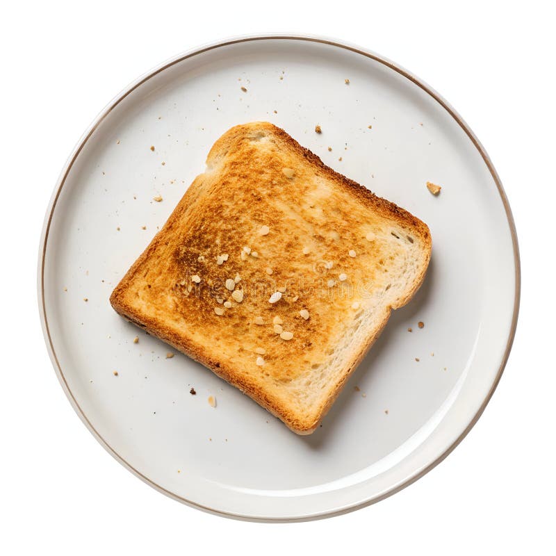 Piece of Toast on a Plate Isolated on White Background Stock ...