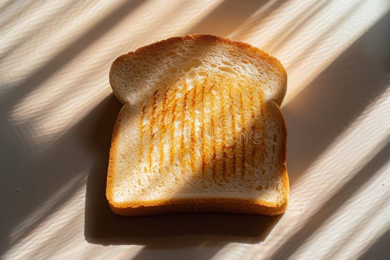 A Piece of Toasted White Bread in the Shadow on the Table. a Slice of ...