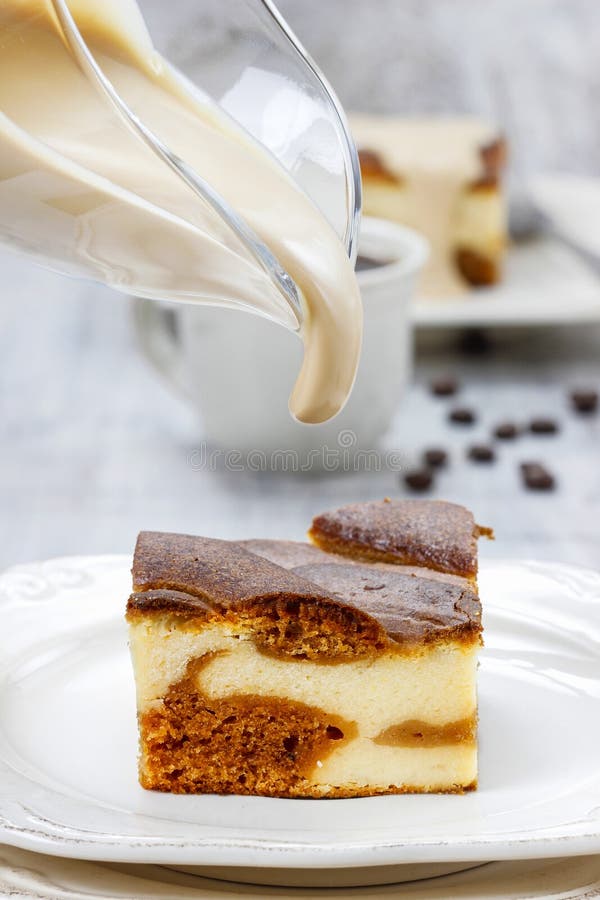 Piece of Toffee and Vanilla Cake Stock Photo - Image of books ...