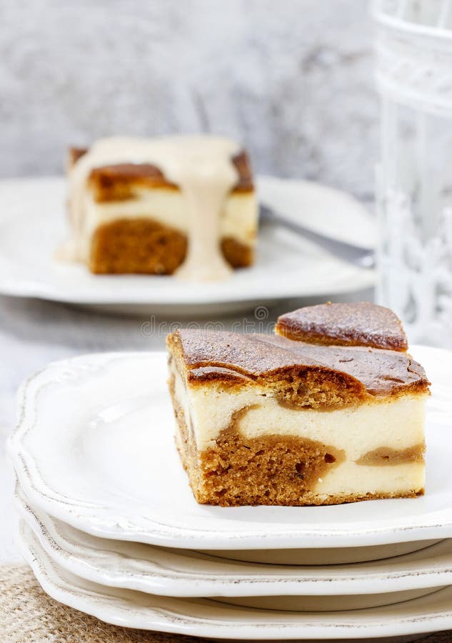 Piece of Toffee and Vanilla Cake Stock Photo - Image of dainty, cocoa ...