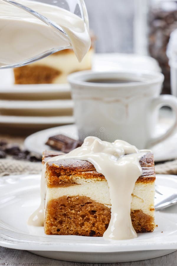 Piece of Toffee and Vanilla Cake Stock Photo - Image of food, birthday ...