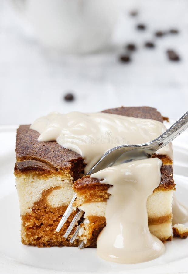 Piece of Toffee and Vanilla Cake Stock Image - Image of dessert ...