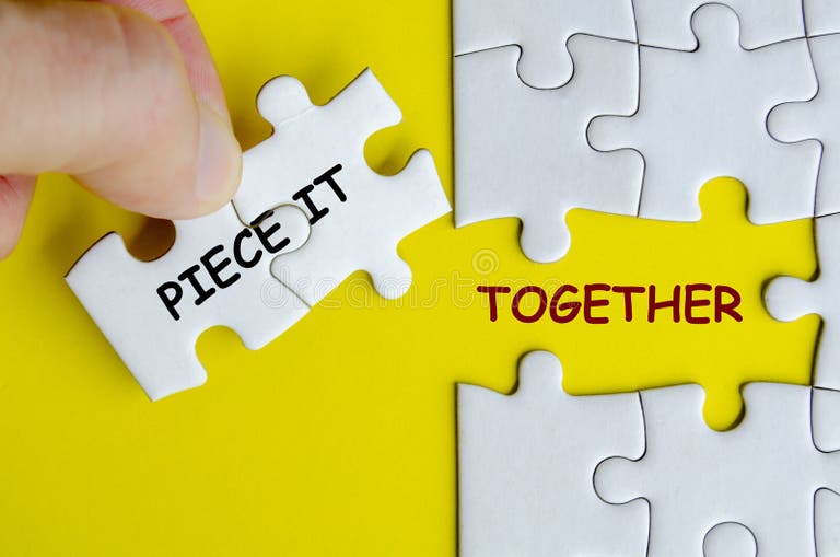 Piece it Together Text on Missing Jigsaw Puzzle Representing Teamwork ...
