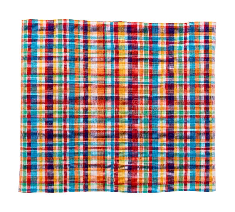 Piece of Torn Crumpled Checkered Fabric on a White Background. Textile ...