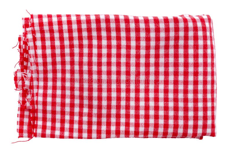 Piece of Torn Crumpled Checkered Fabric on a White Background. Textile ...
