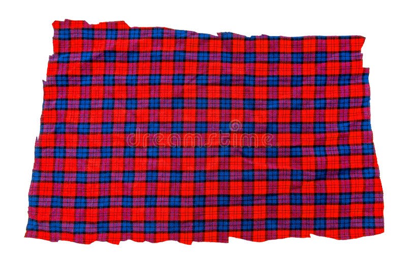 Piece of Torn Crumpled Checkered Fabric on a White Background. Textile ...